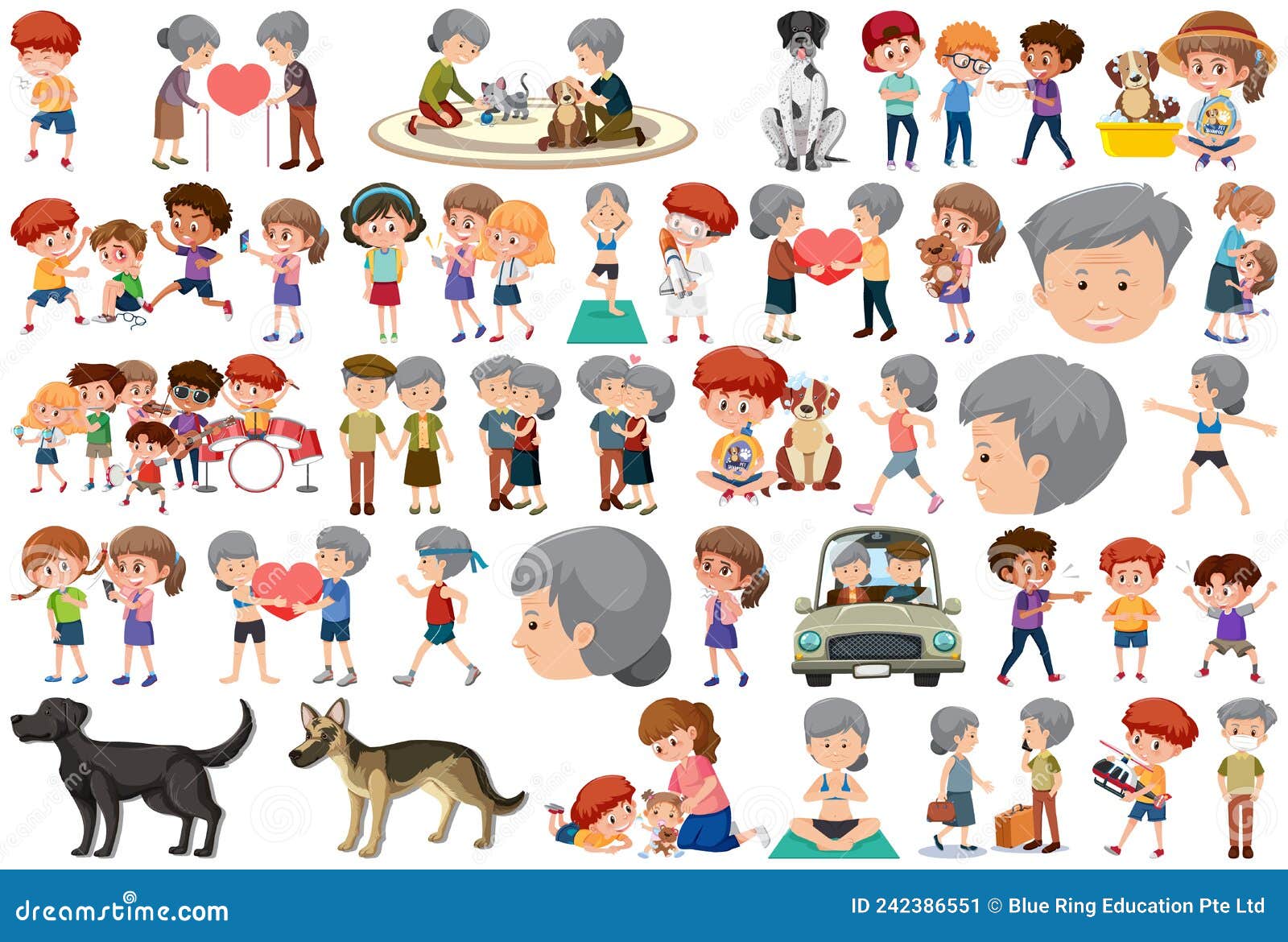 Set of Different Activities People in Cartoon Style Stock Vector ...