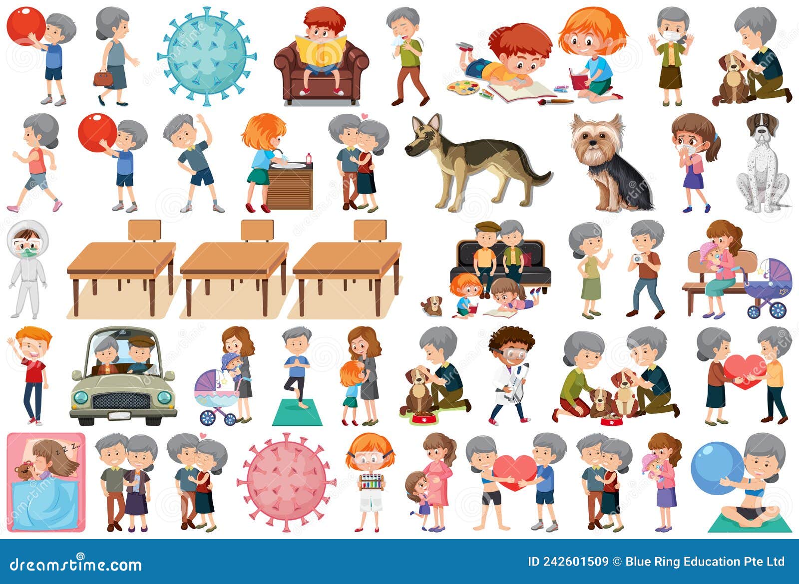 Set of Different Activities People in Cartoon Style Stock Vector ...