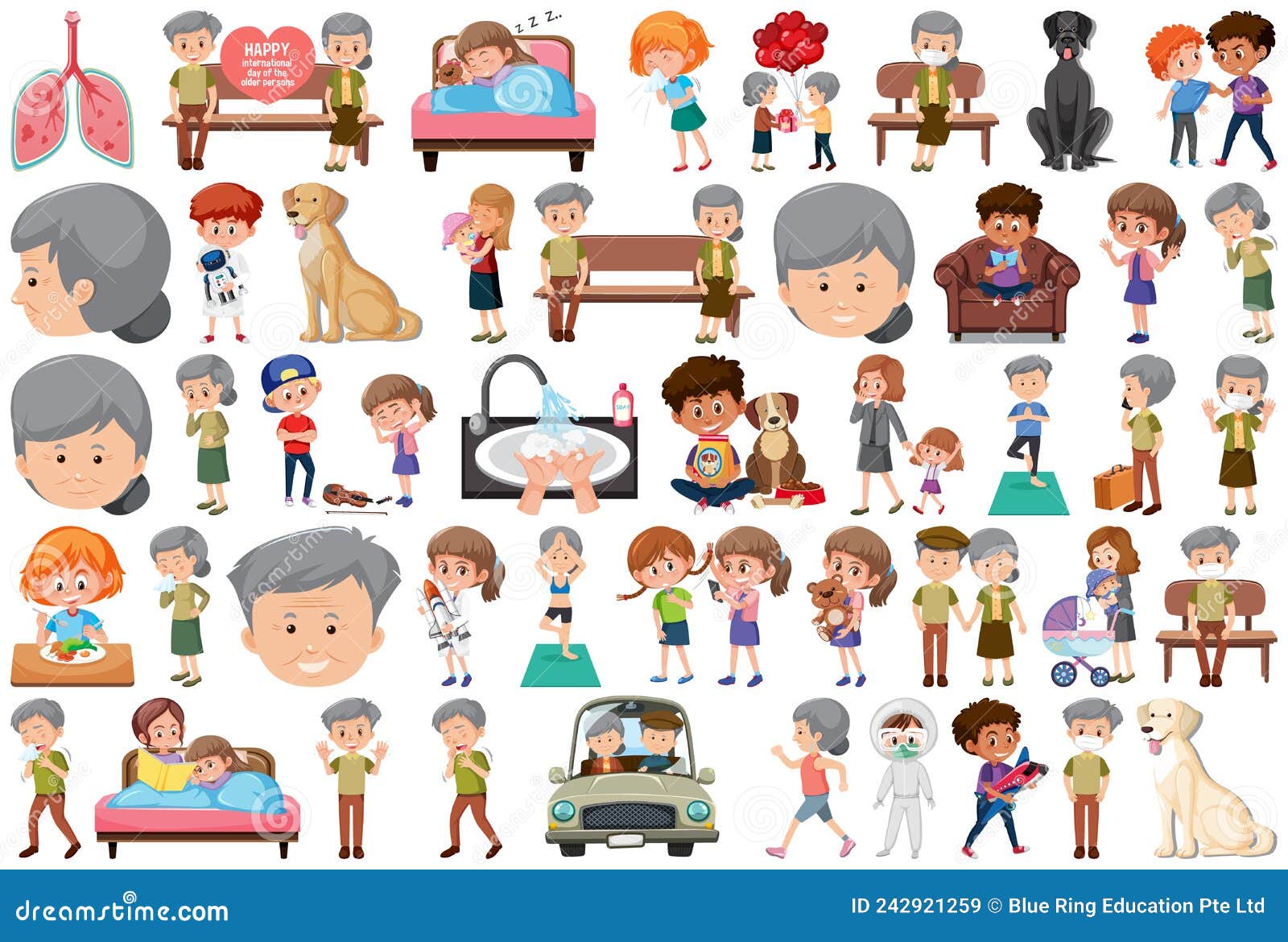 Set of Different Activities People in Cartoon Style Stock Vector ...