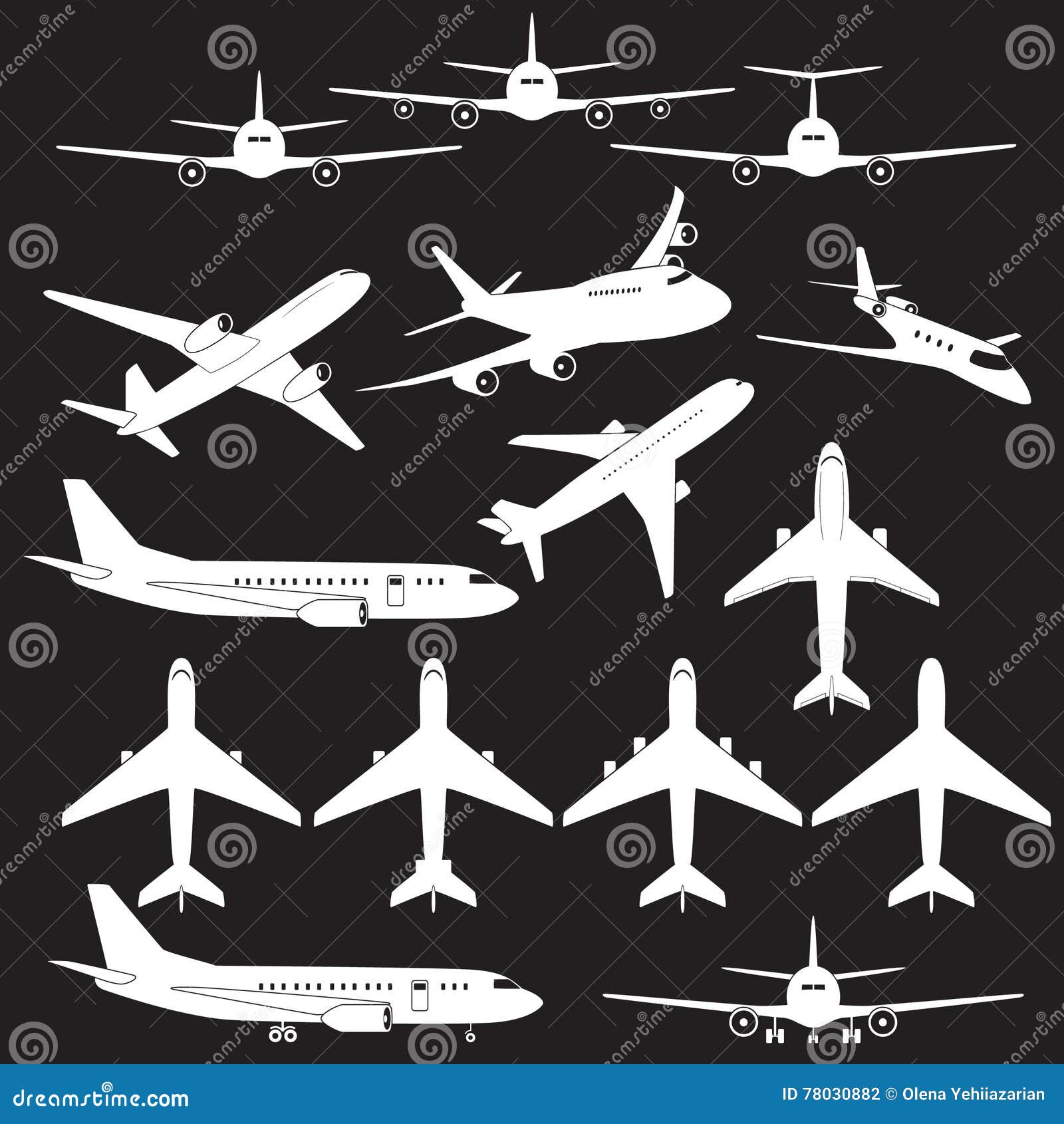 Set of Different Airplane Signs Stock Vector - Illustration of holiday ...