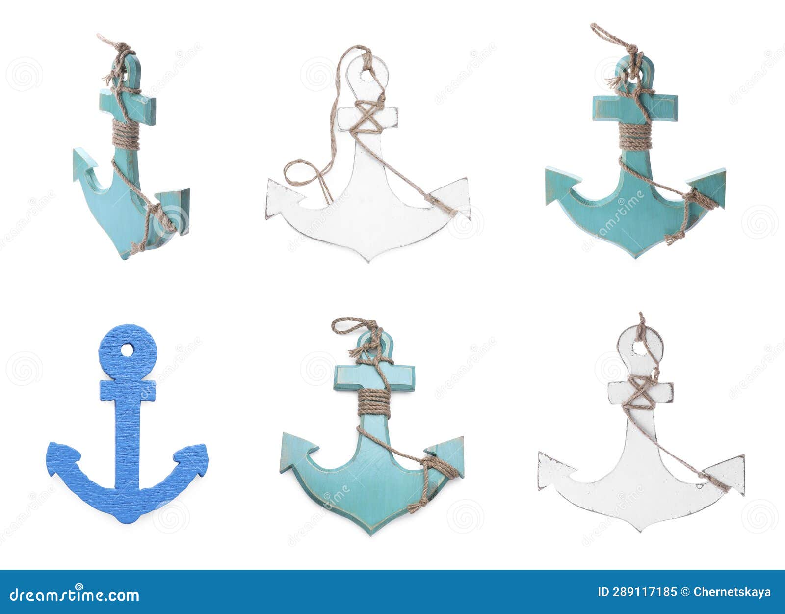 Set with Different Anchors Isolated on White Stock Illustration ...