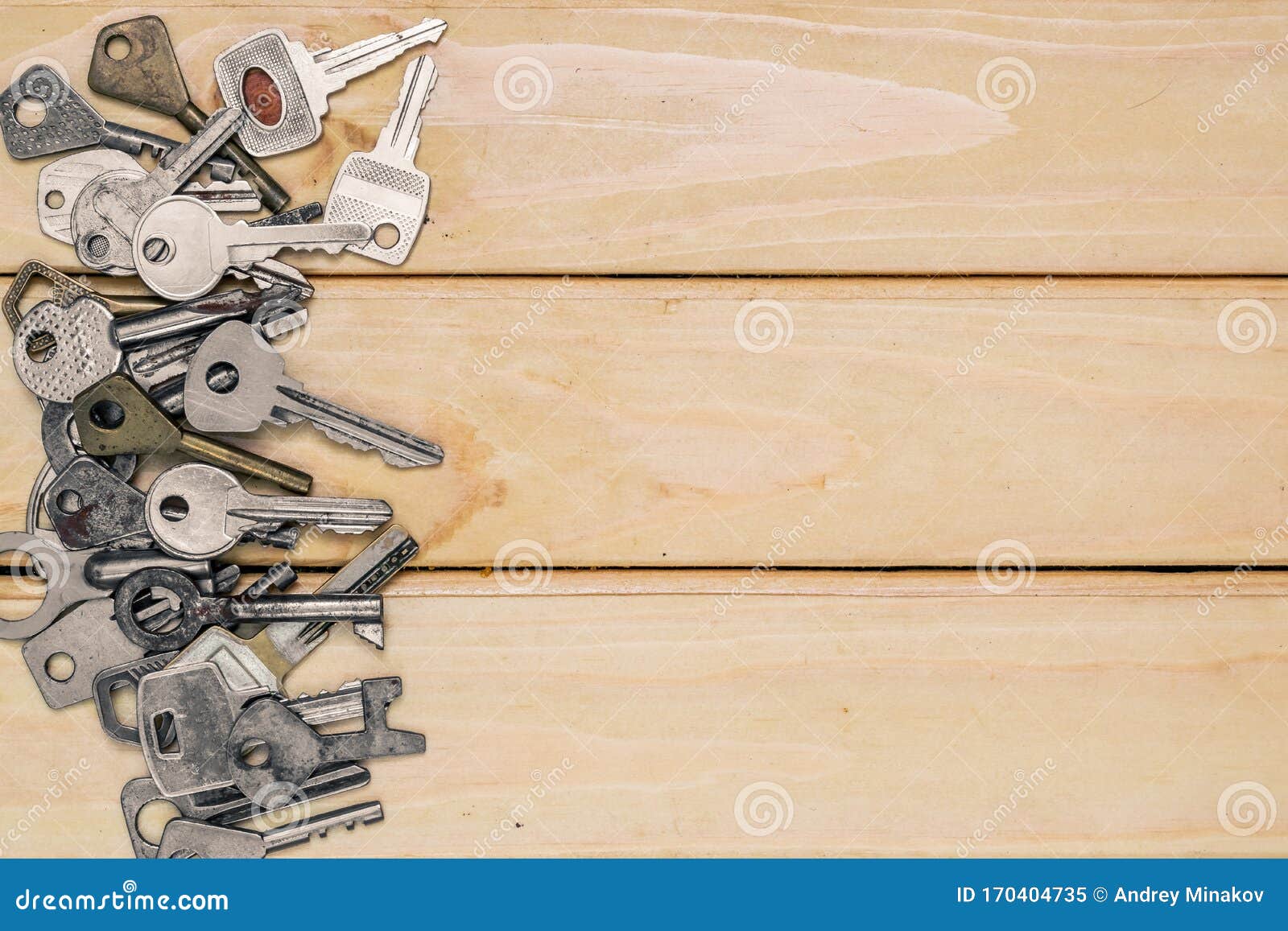 Set of Different Ancient Keys on the Table Stock Image - Image of table ...