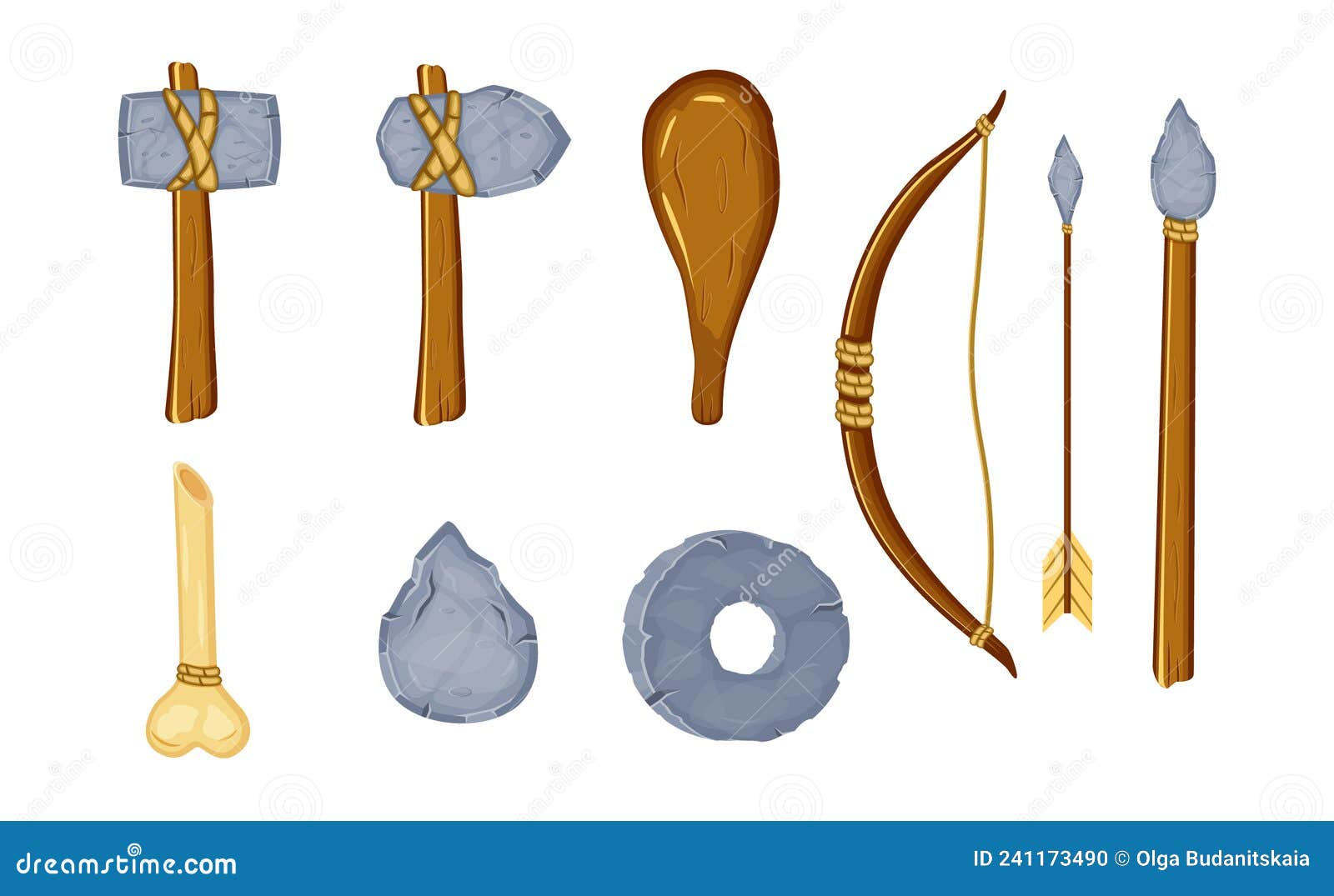 Set of Different Ancient Stone Tools Vector Stock Vector - Illustration ...