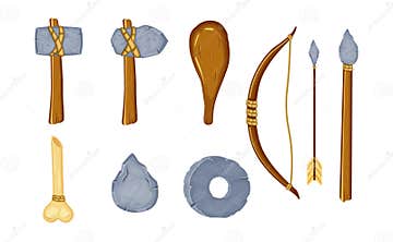 Set of Different Ancient Stone Tools Vector Stock Vector - Illustration ...