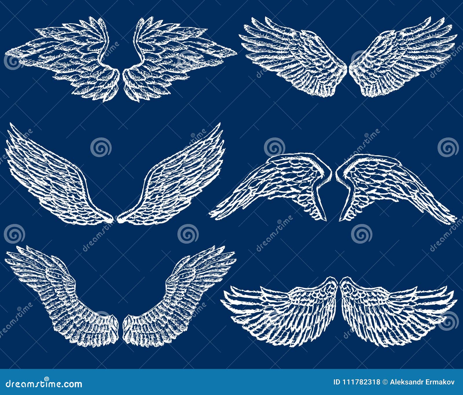Set of the Different Angels Wings Stock Vector - Illustration of ...
