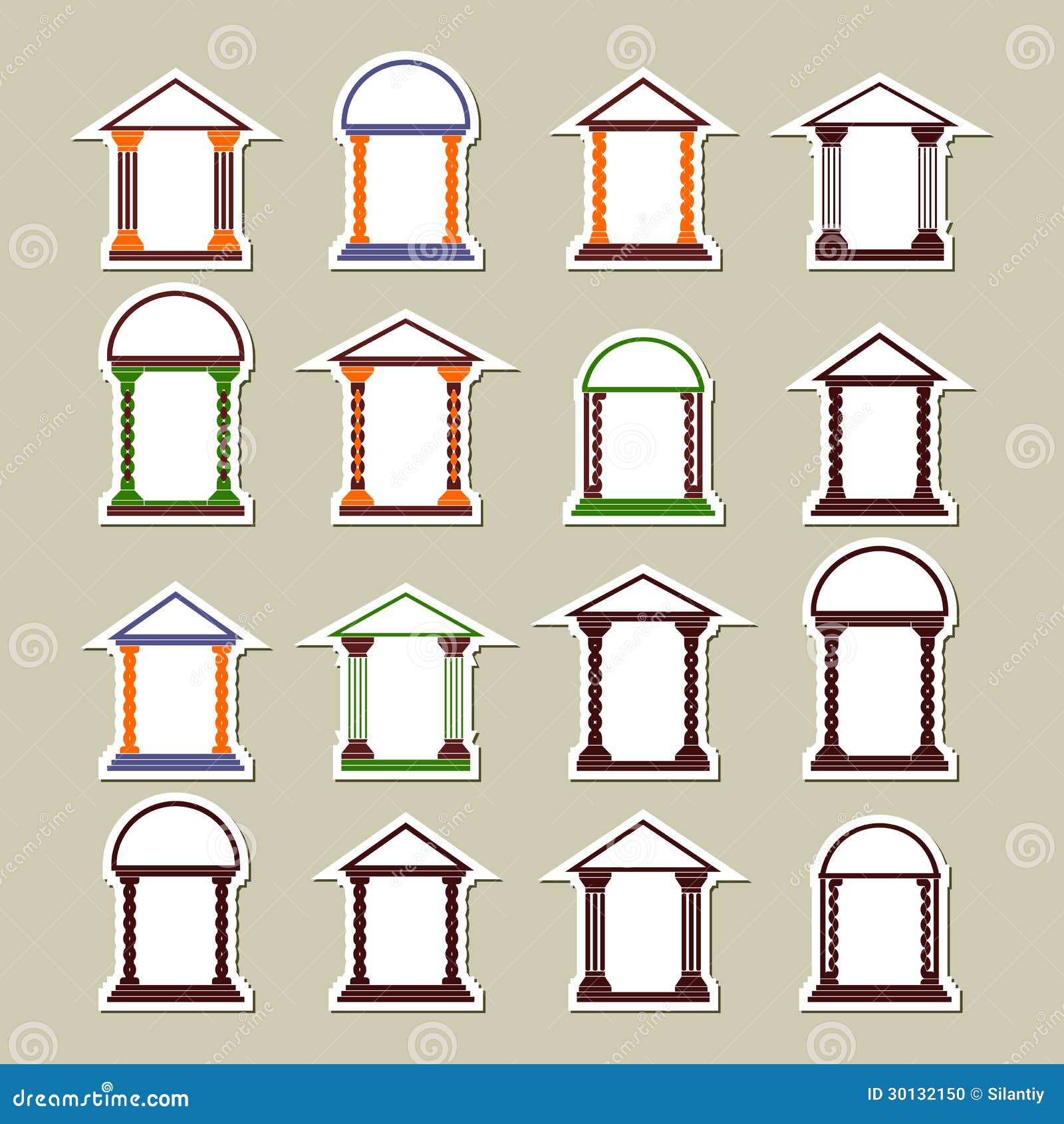 Stickers Of Architectural Monuments Vector Illustration | CartoonDealer ...