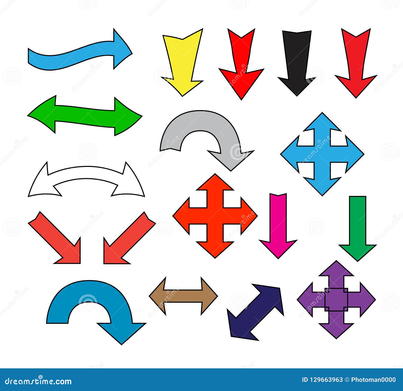 Set of the Different Arrows Stock Vector - Illustration of point, blue ...
