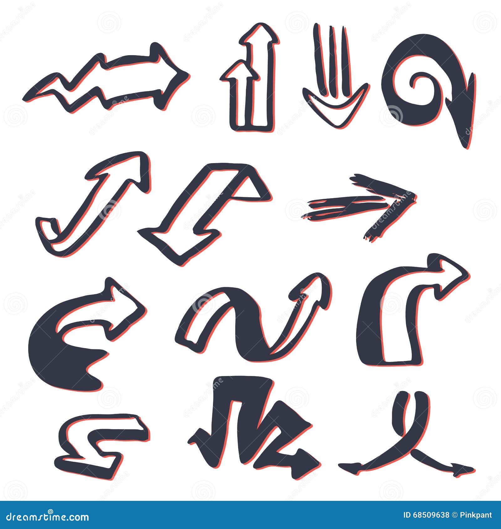 Set of Different Arrows.Hand Drawn Arrow Collection Stock Vector ...