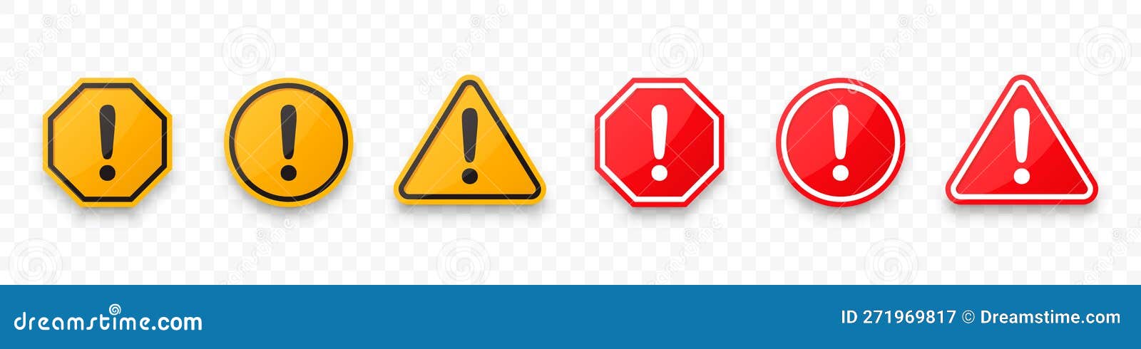 Set of Different Attention, Warning, Caution Sign with Exclamation Mark ...