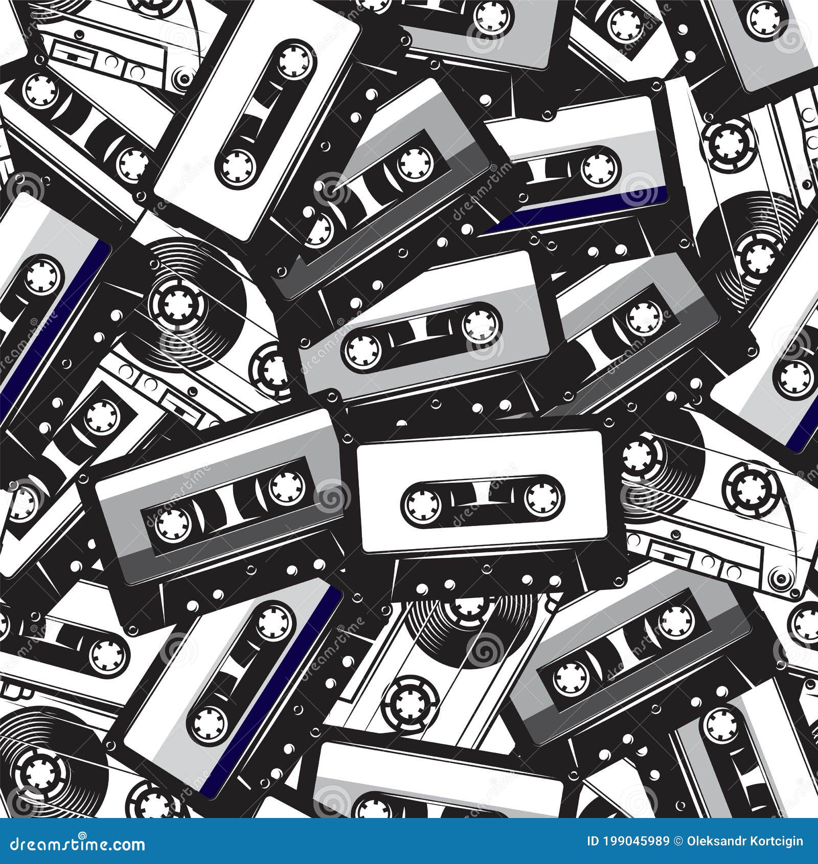A Set of Different Audio Cassettes. Seamless Background in Retro Style ...