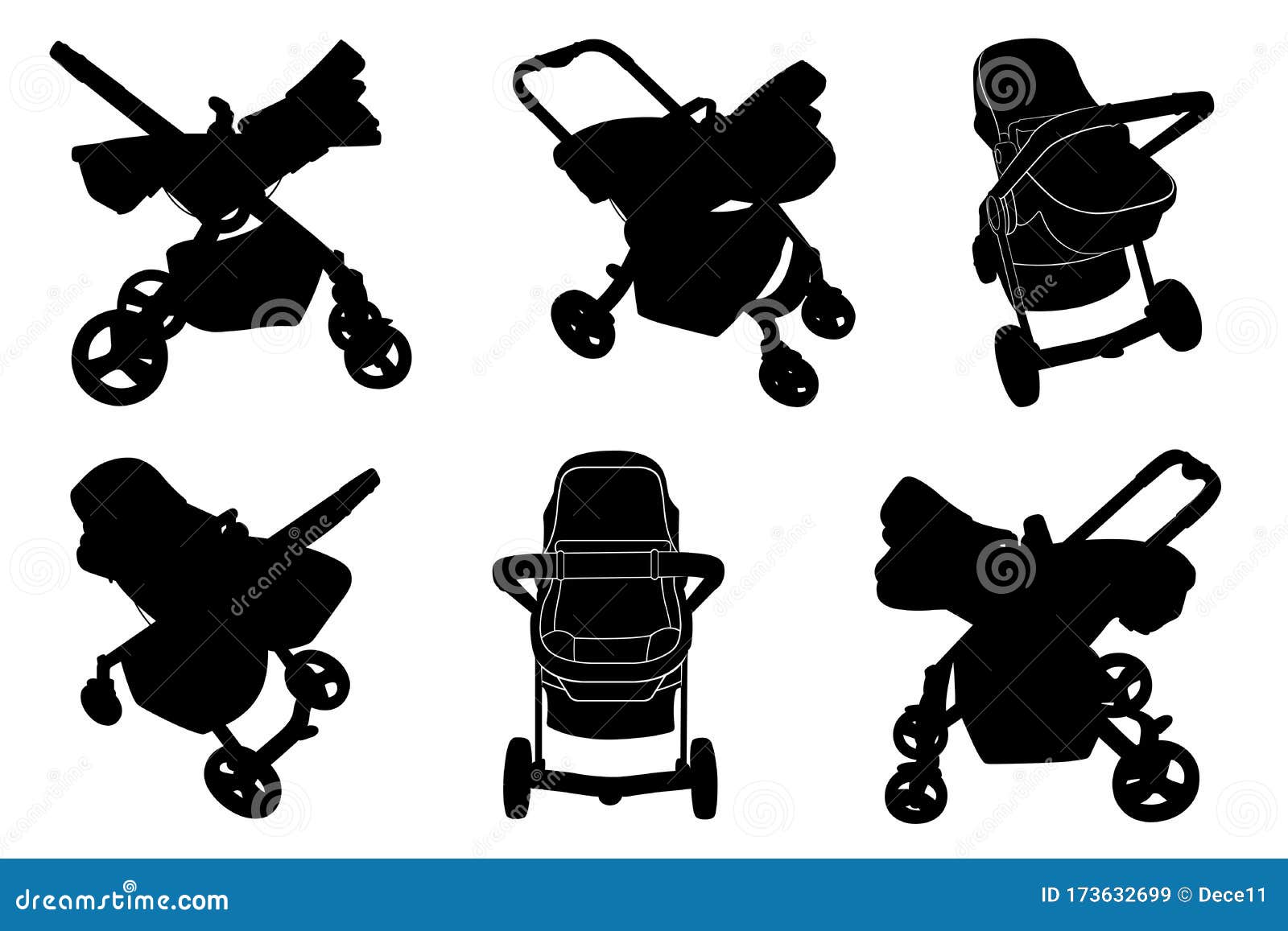 Set of Different Baby Strollers Stock Vector - Illustration of little ...