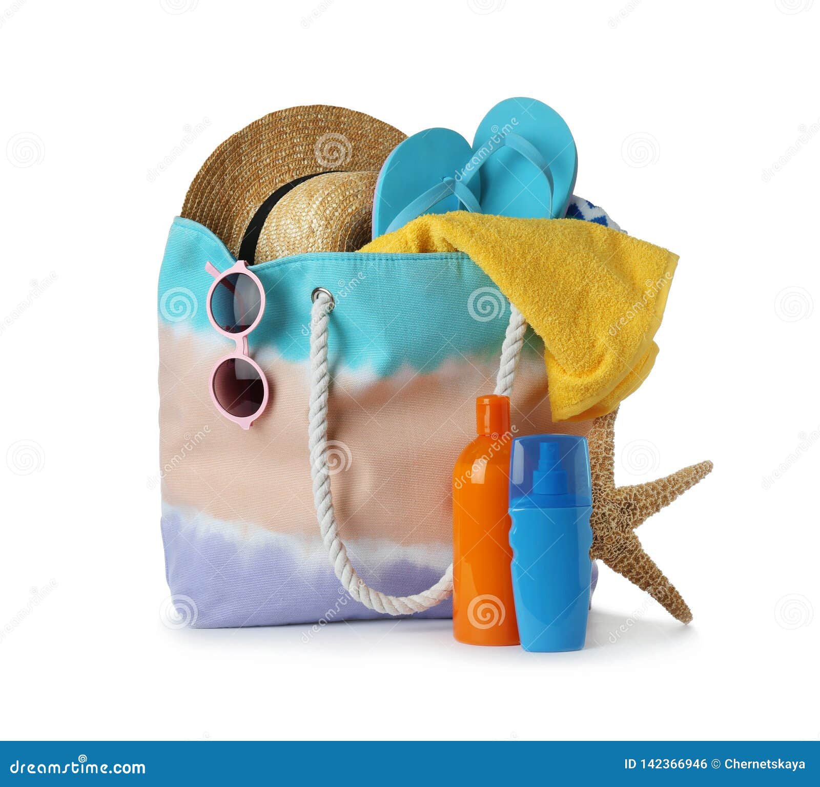 Set of Different Beach Accessories Isolated Stock Photo - Image of ...