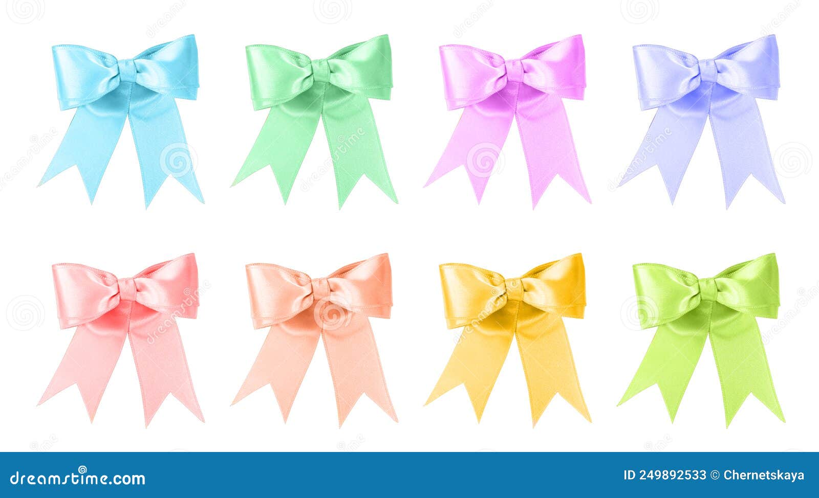 Set with Different Beautiful Bows on White Background Stock Image ...