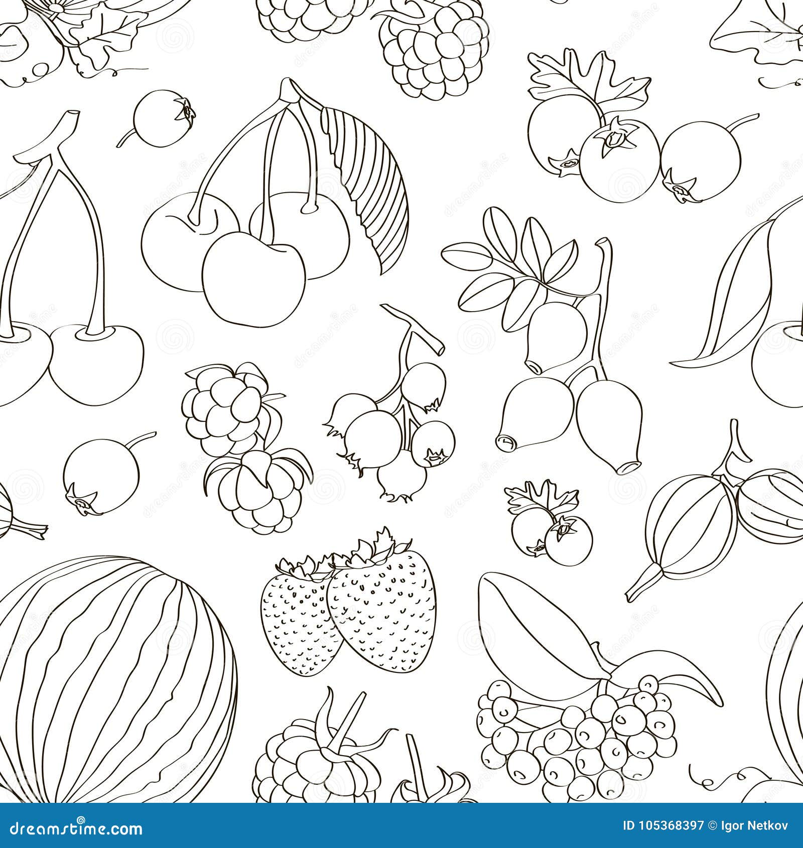Set of Different Berries Pattern Stock Vector - Illustration of berry ...