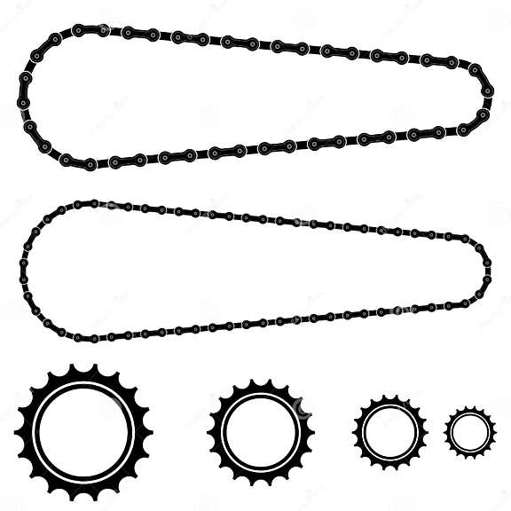 Set of Different Bicycle Chain Frames Isolated on White Background ...