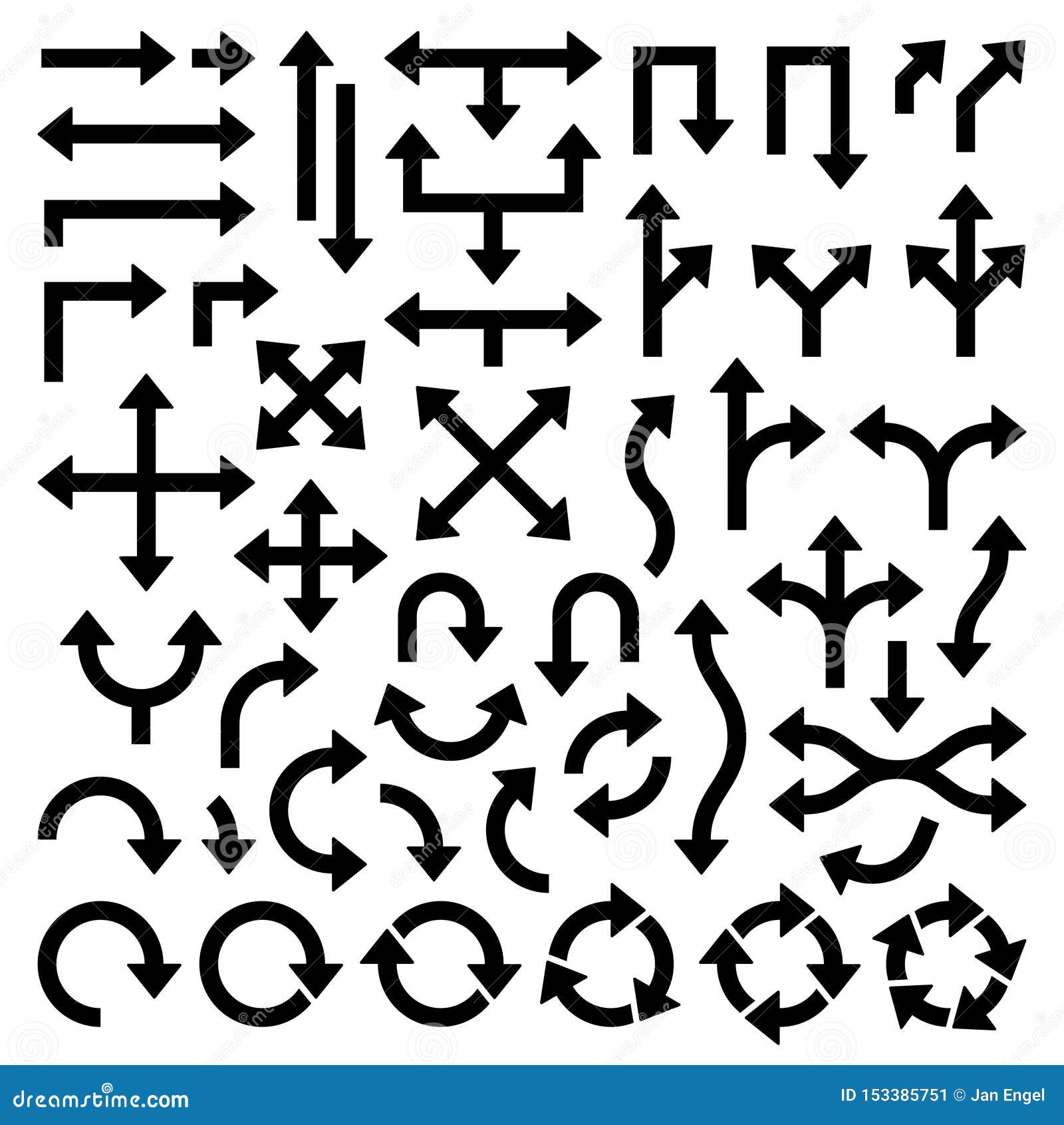 Set of Different Black Arrows Many Directions Stock Vector ...
