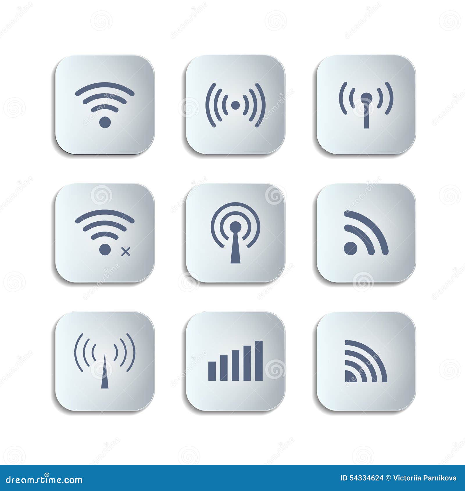 Set of Different Black Vector Wireless and Wifi Buttons Stock Vector ...