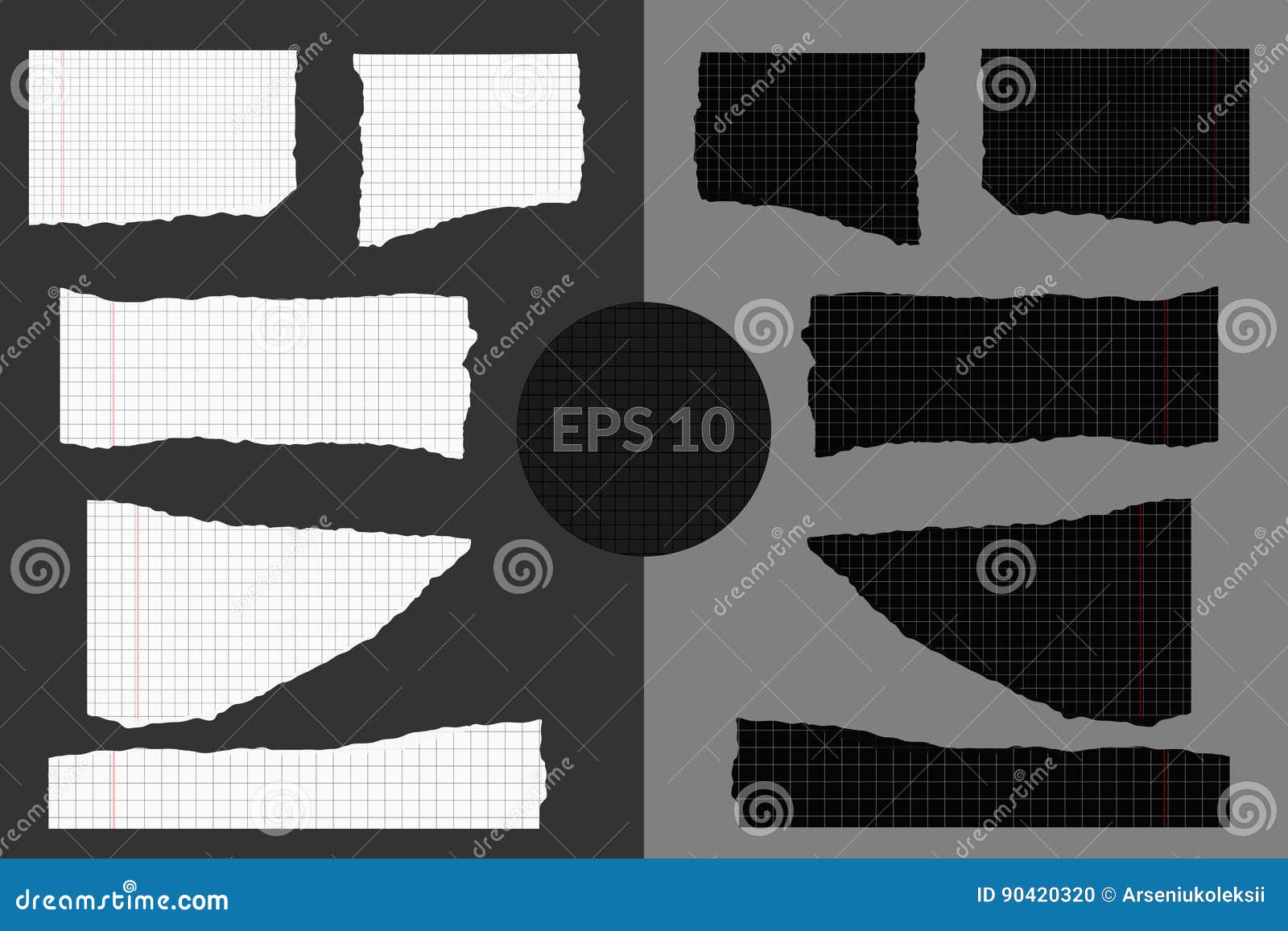 Set of Different Black and White Torn Sheets from Copybook Stock Vector ...
