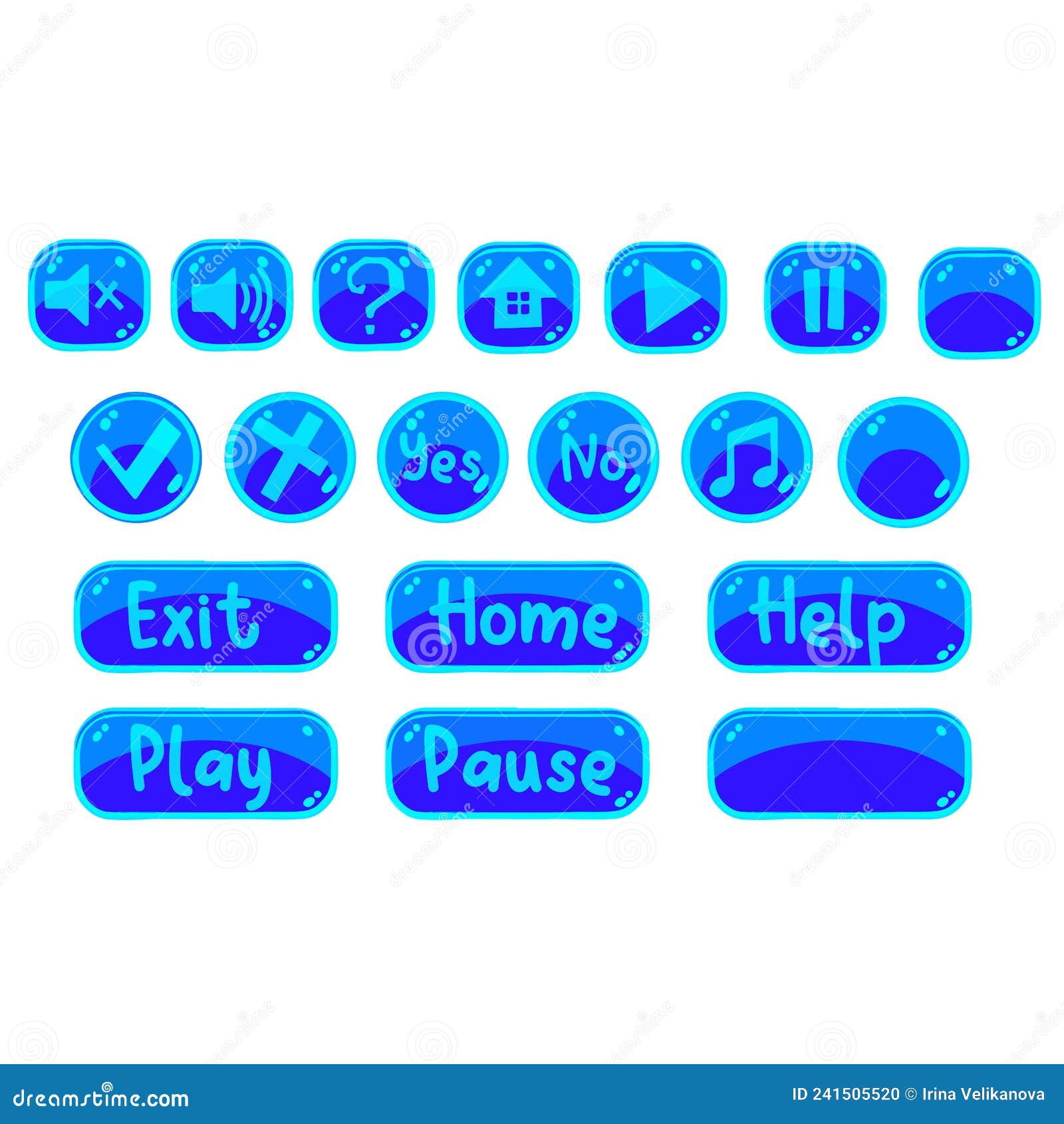 Set of Different Blue Button for Game or Site Stock Vector ...