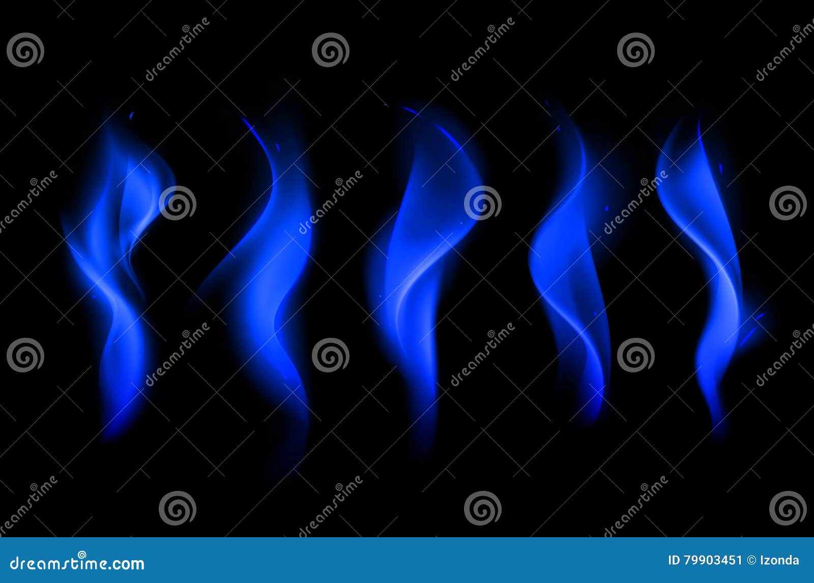 Set of Different Blue Fire Flame on Background Stock Vector ...