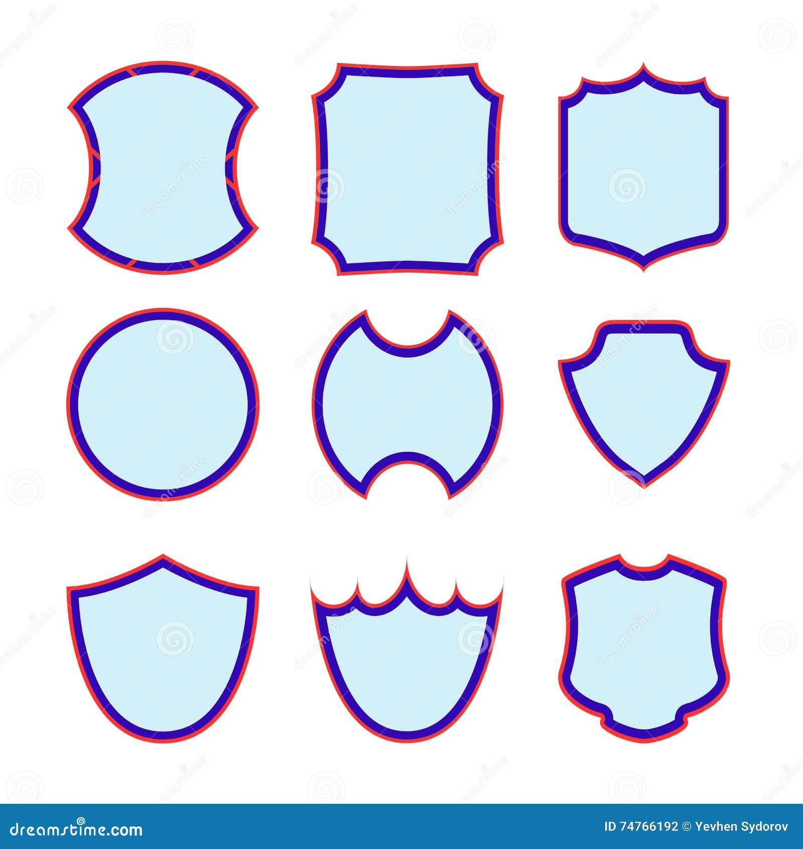 Set of Different Blue-and-red Shields Icon Stock Vector - Illustration ...