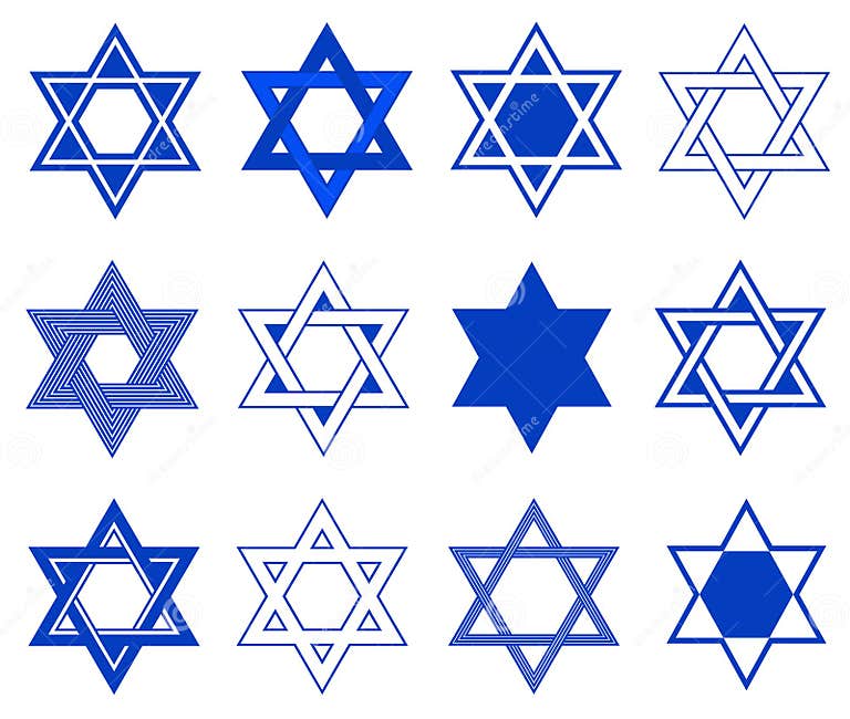 Set of Different Blue Star of David Illustrations Stock Illustration ...