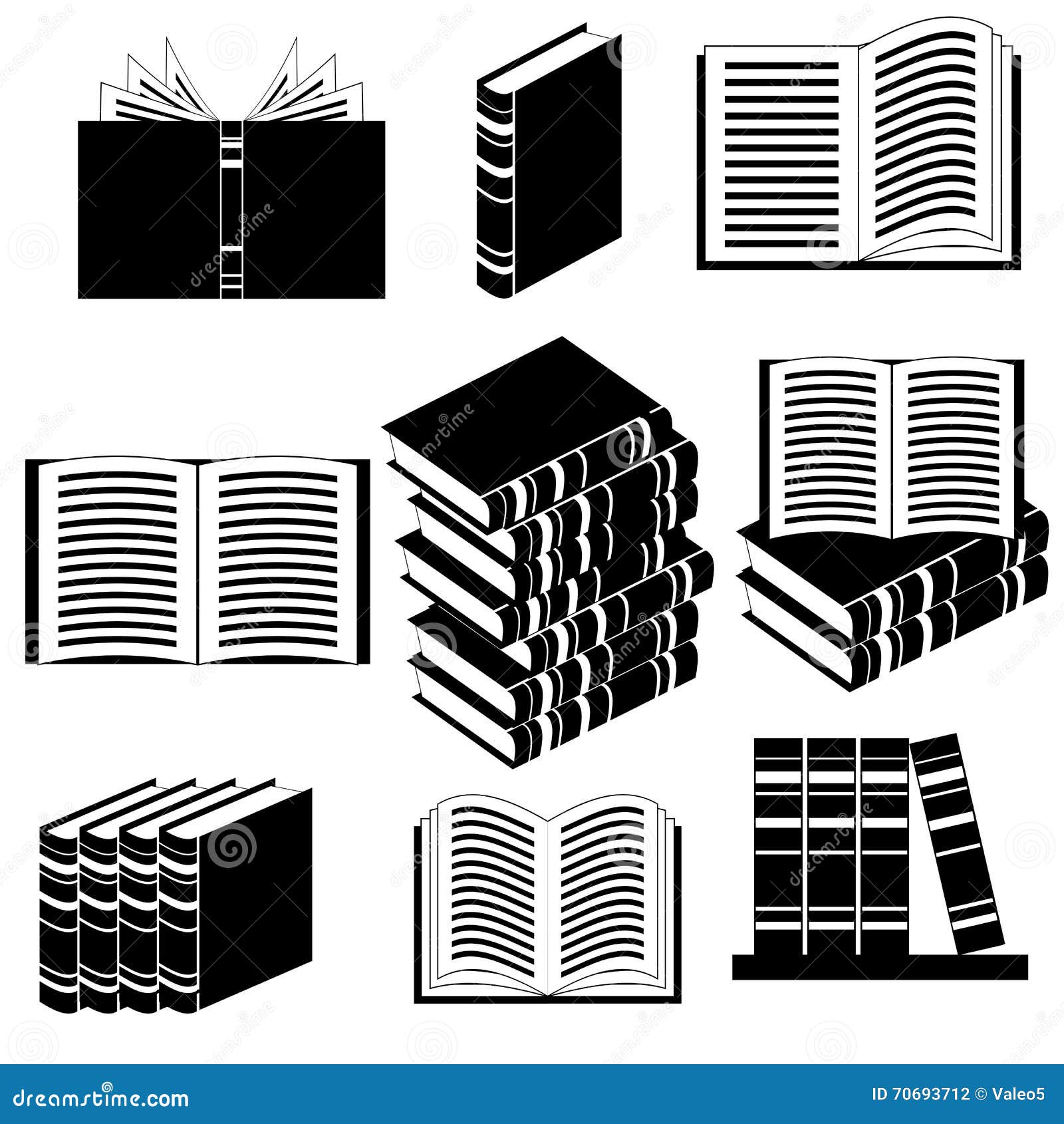 Set of Different Book Icons Stock Vector - Illustration of black, paper ...