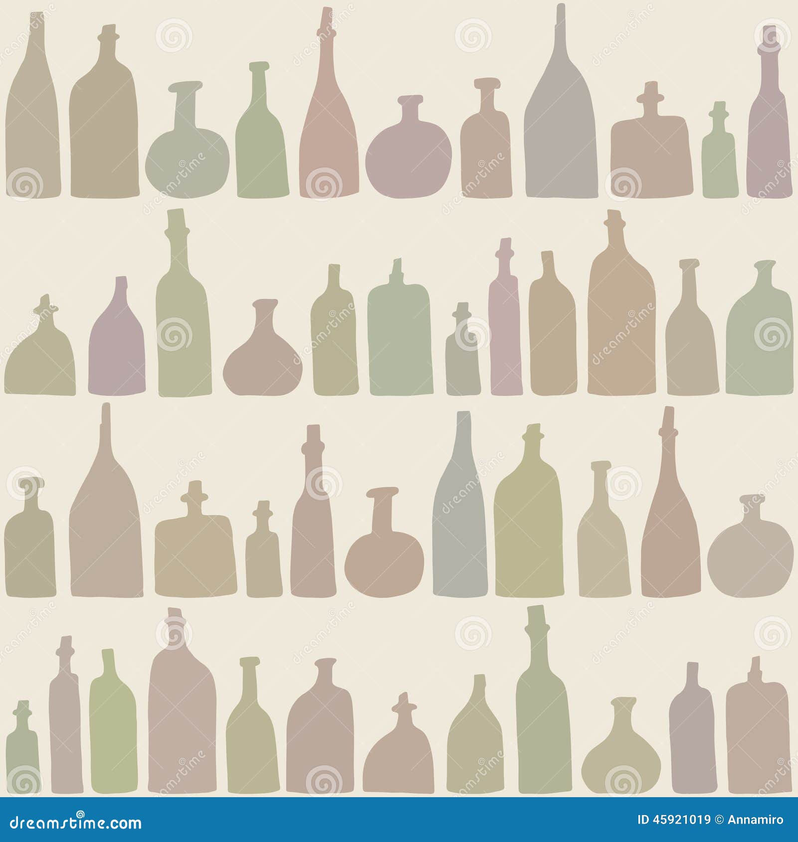 Set of Different Bottles. Seamless Pattern Stock Vector - Illustration ...