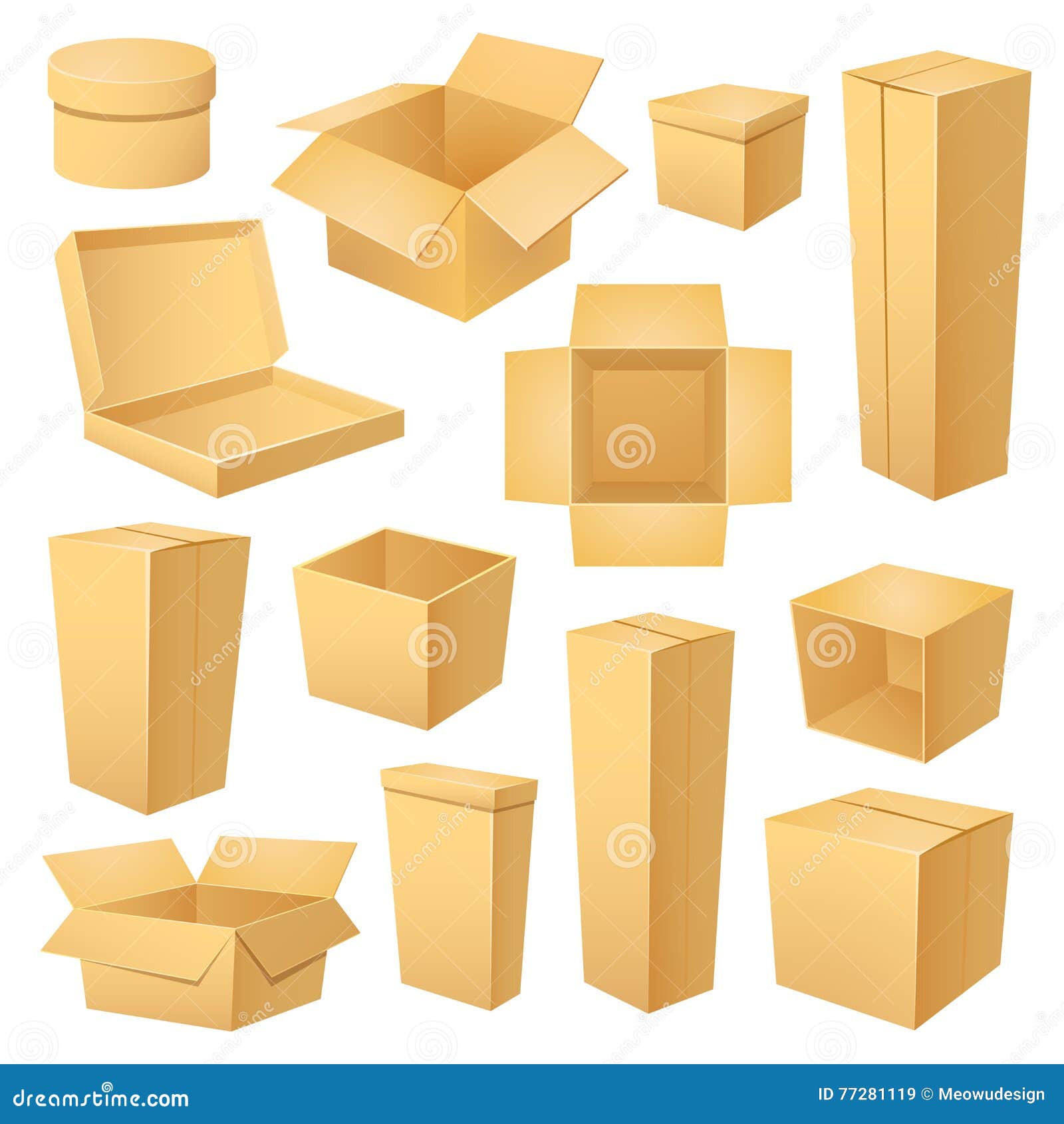 Set of Different Boxes, Vector Illustration Stock Vector - Illustration ...