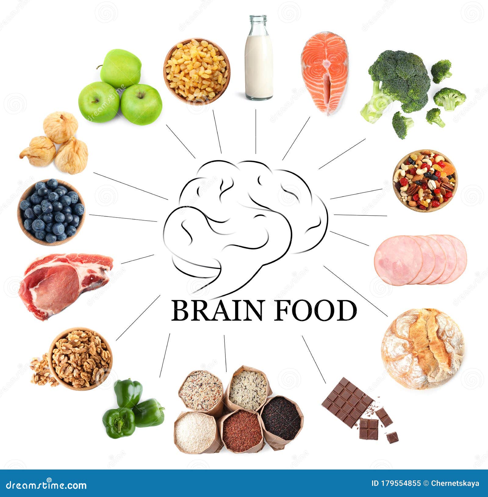 Set with Different Brain Food on Background Stock Image - Image of ...