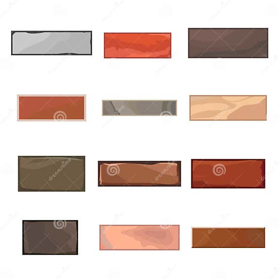 Set of 12 Different Bricks in Cartoon Style for Game. Construction ...