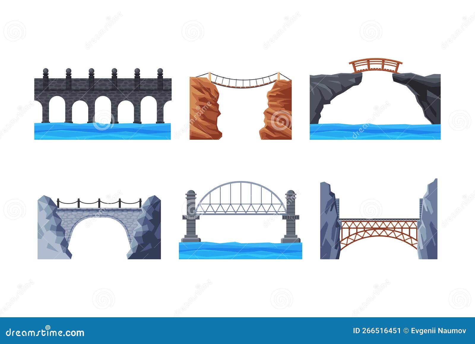 Set of Different Bridges. City Architecture Elements Cartoon Vector ...