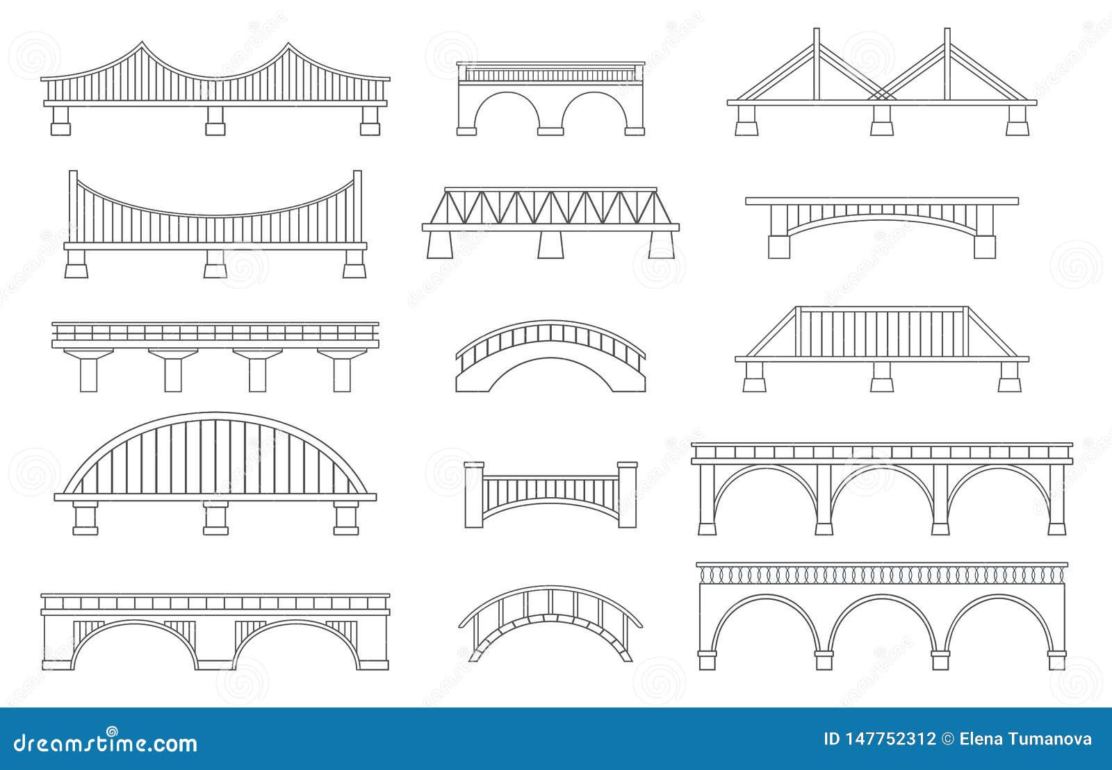 Different Bridges In Perspective Vector Illustration | CartoonDealer ...