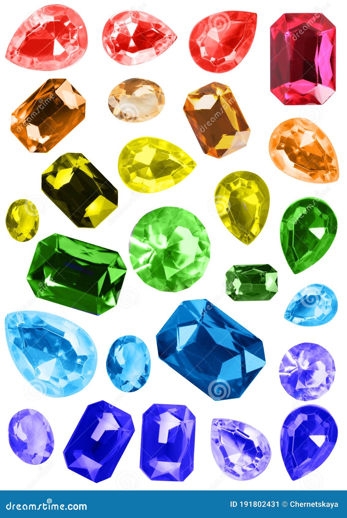 Set of Different Bright Gemstones Isolated Stock Image - Image of ...