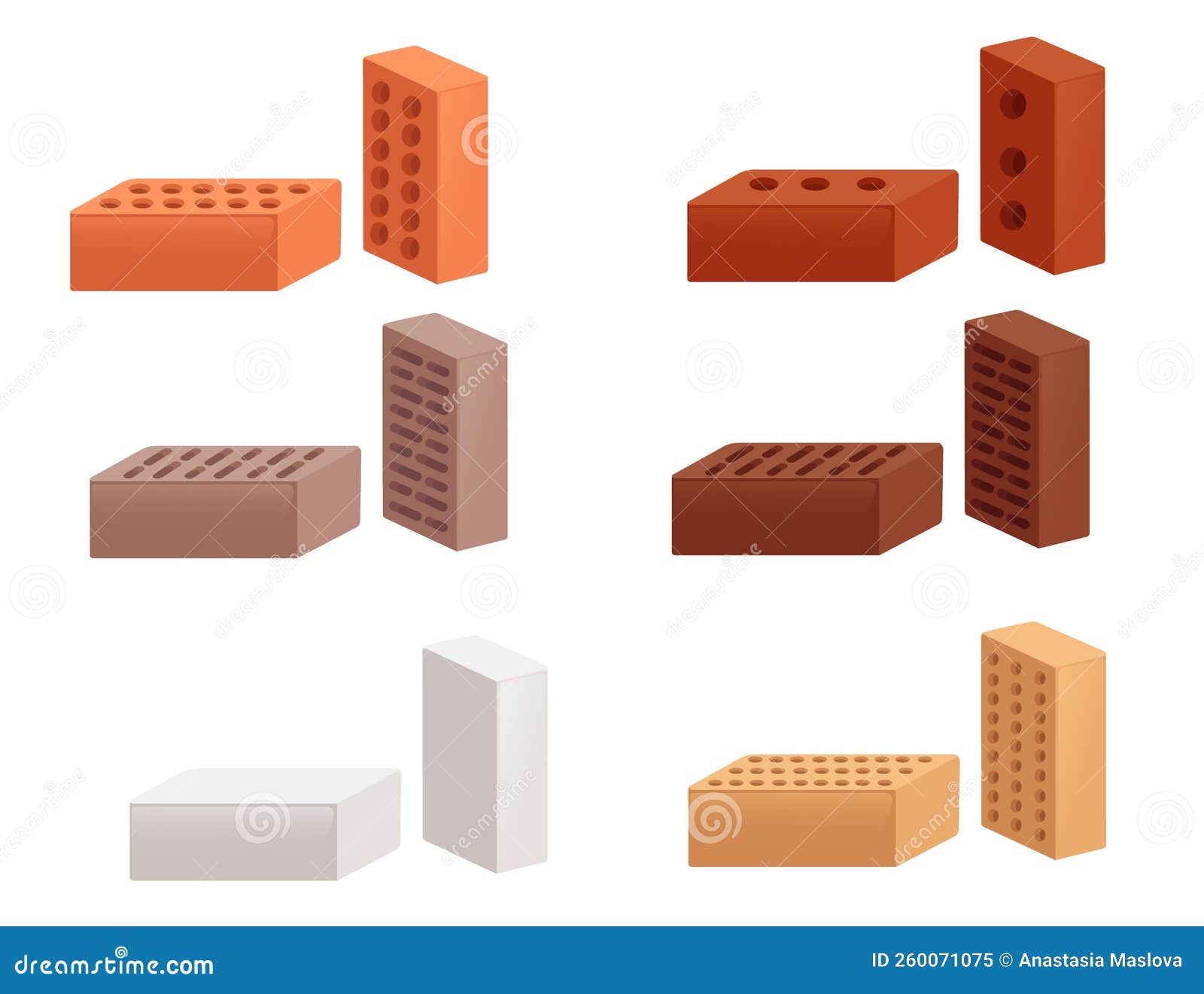 Set of Different Building Bricks Vector Illustration Isolated on White ...