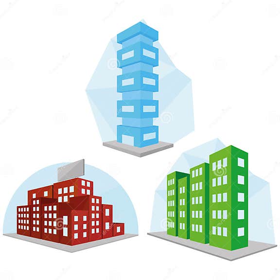 Set of Different Building Icons Isolated Stock Vector - Illustration of ...