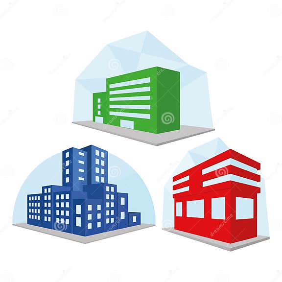 Set of Different Building Icons Isolated Stock Vector - Illustration of ...