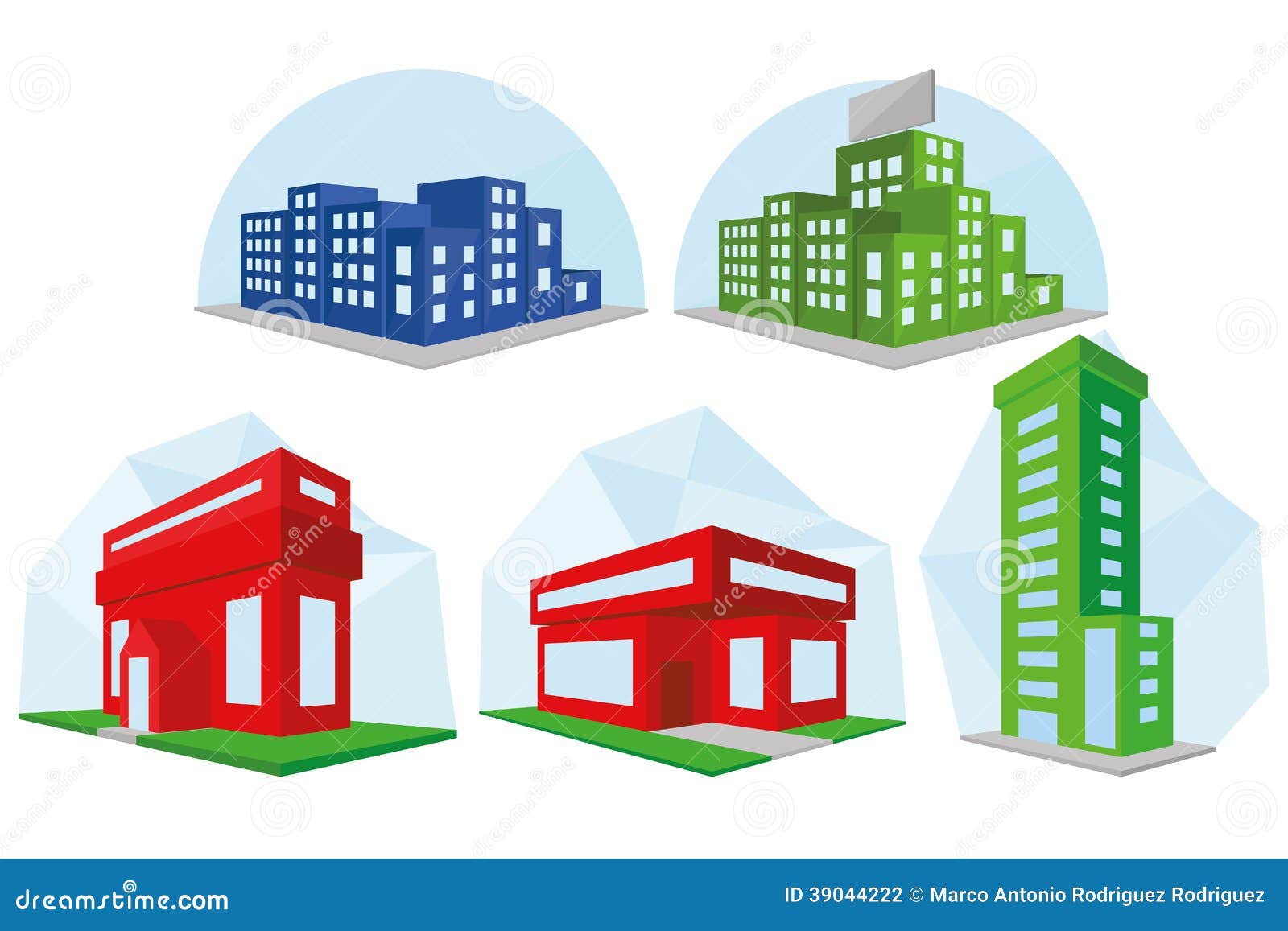 Set of Different Building Icons Isolated Stock Vector - Illustration of ...