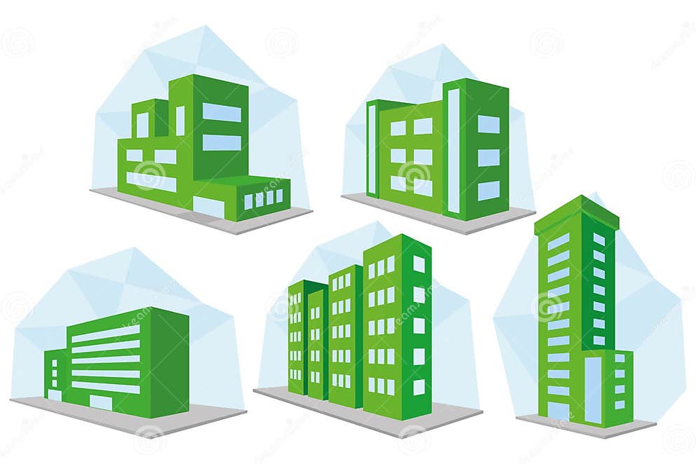 Set of Different Building Icons Isolated Stock Vector - Illustration of ...