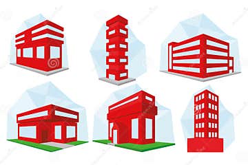 Set of Different Building Icons Isolated Stock Vector - Illustration of ...