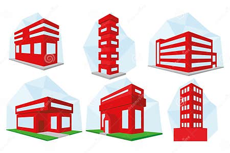 Set of Different Building Icons Isolated Stock Vector - Illustration of ...
