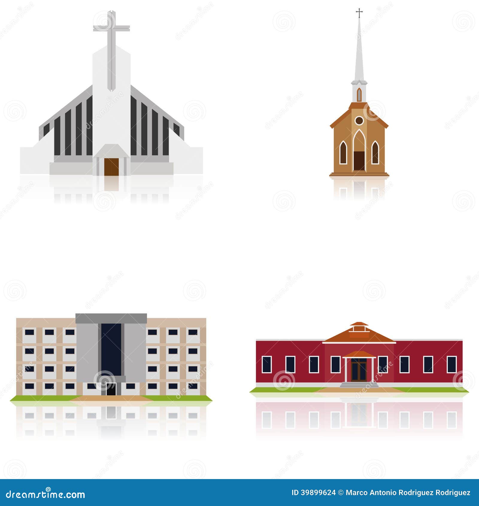 Set of Different Building Illustrations Isolated Stock Illustration ...
