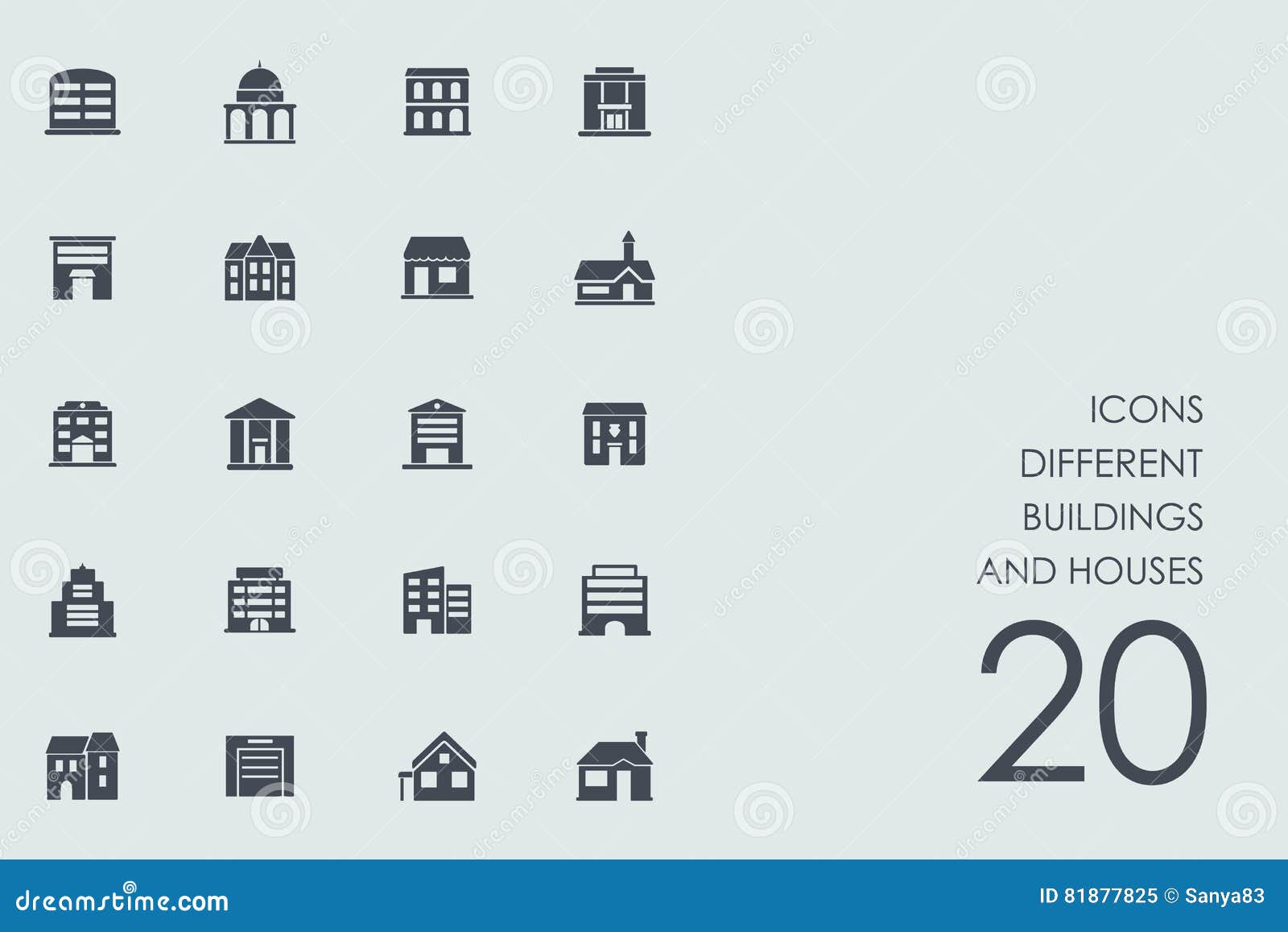 Set of Different Buildings and Houses Icons Stock Vector - Illustration ...