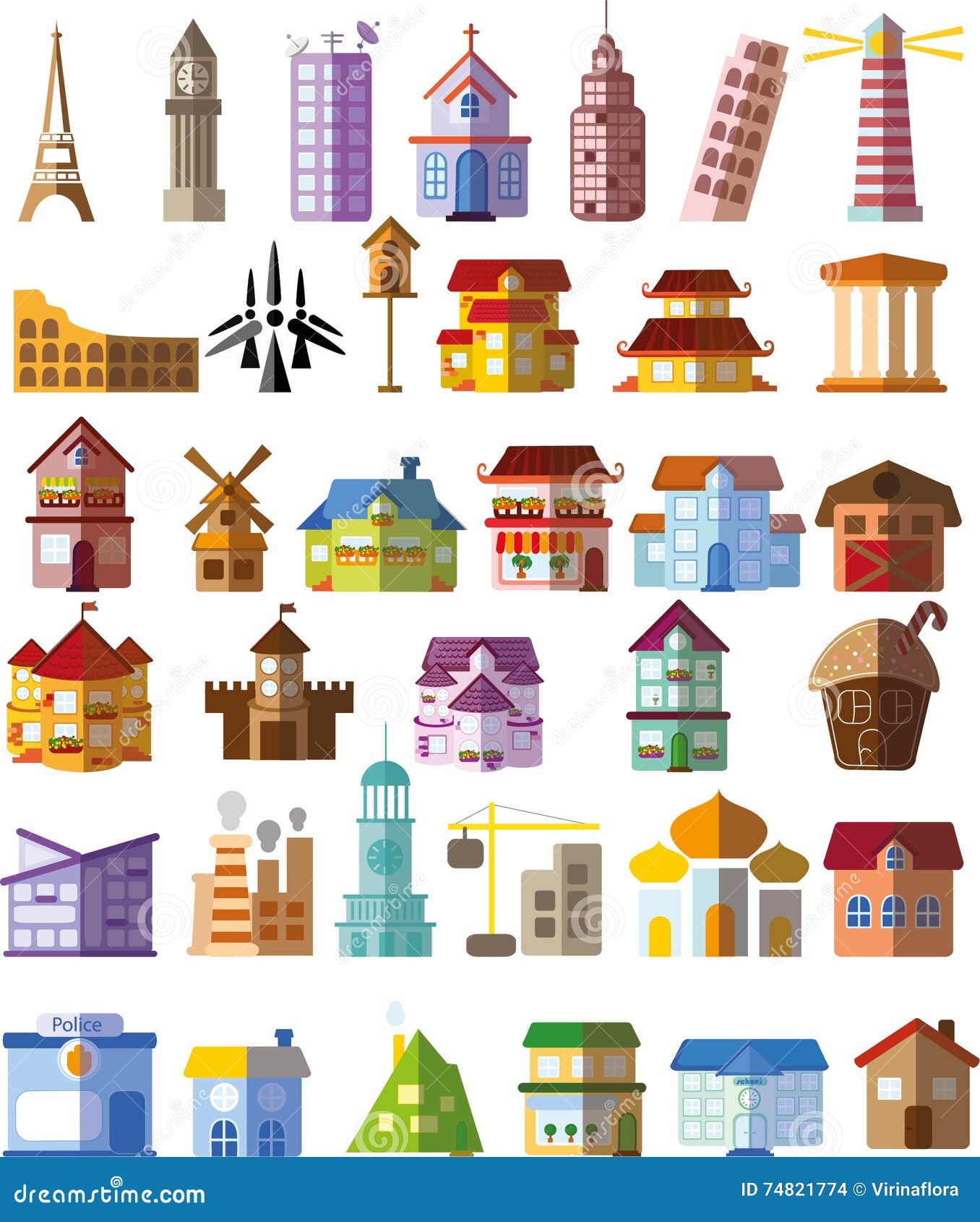 Set of Different Buildings,vector Stock Vector - Illustration of people ...