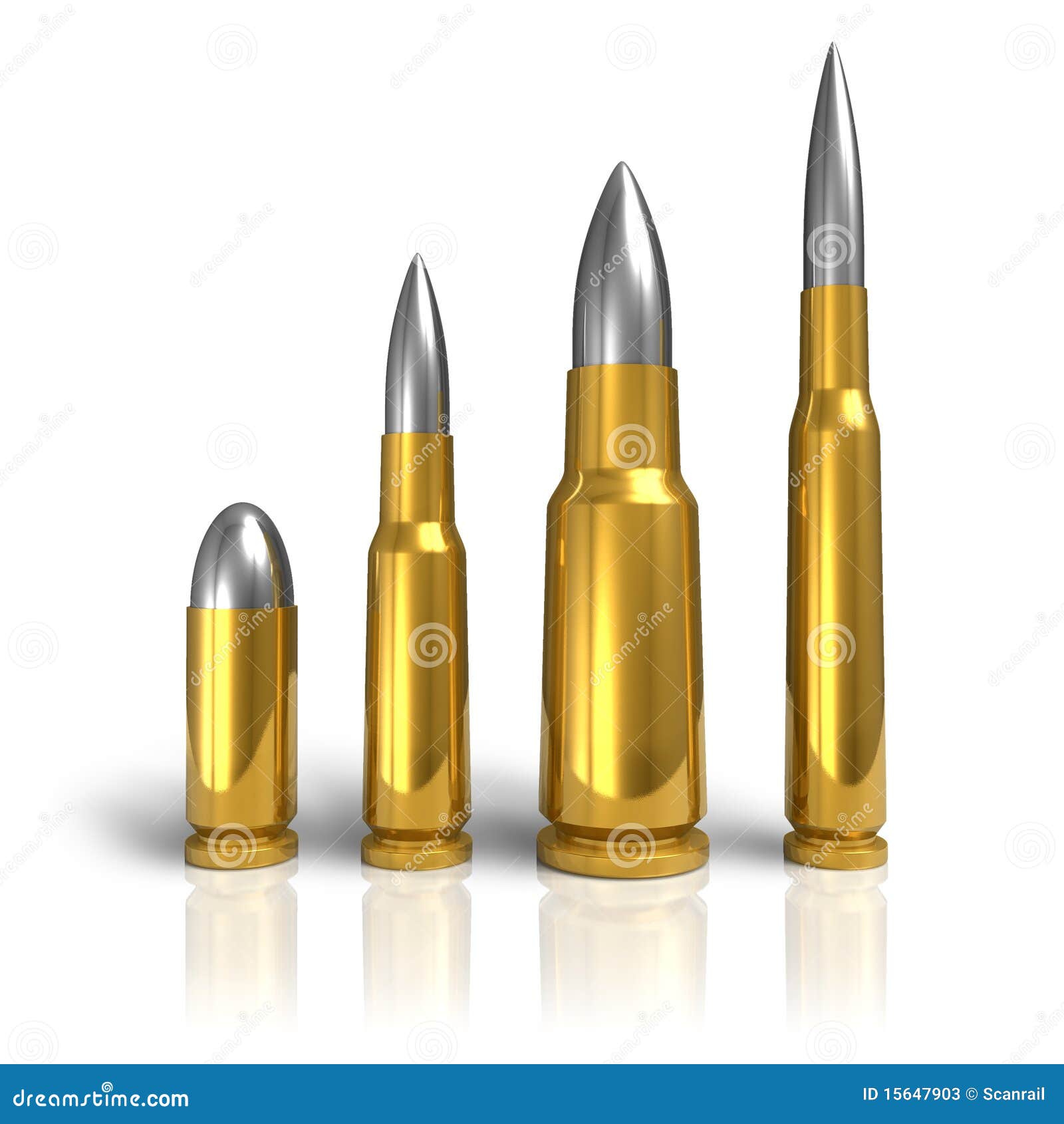 Bullets Of Different Calibers And Materials Isolated On Transparent ...