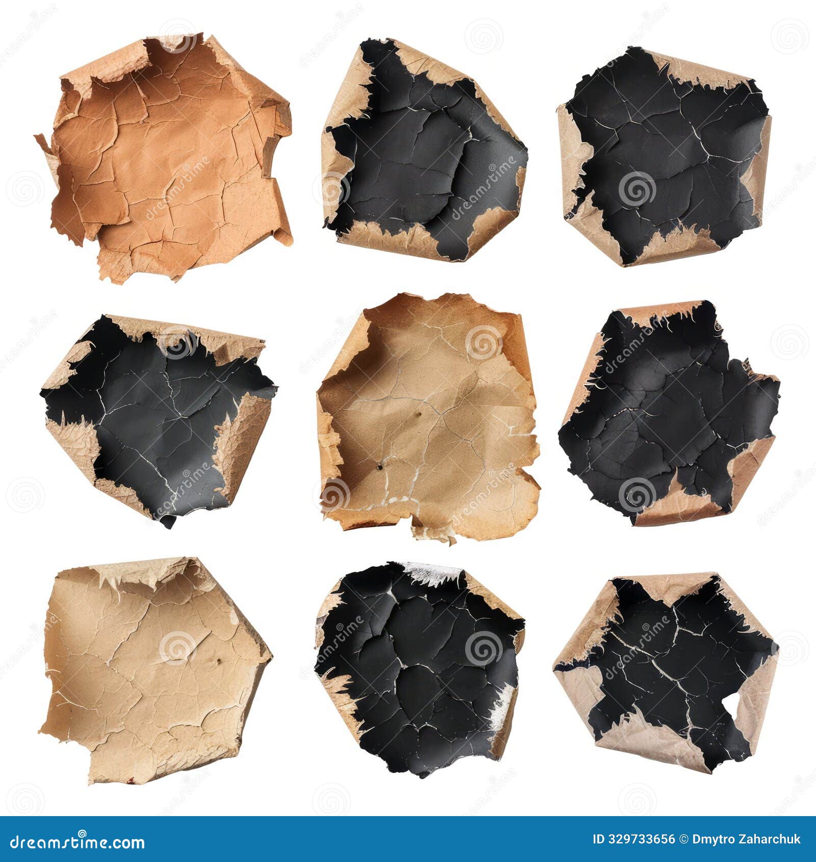 Set of Different Burnt Paper Holes with Singed Edges, Isolated on a ...