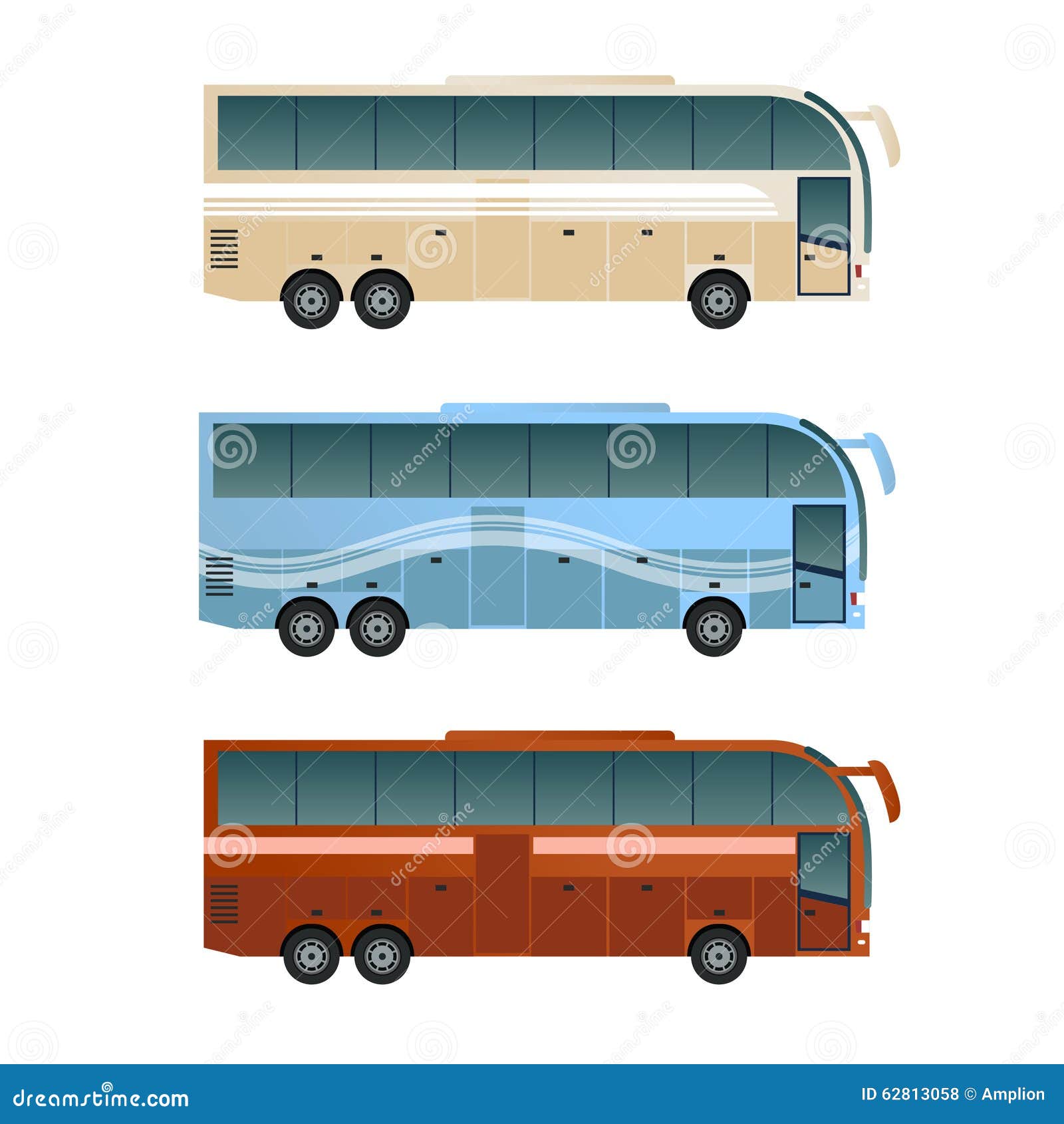 Set of different buses stock vector. Illustration of passenger - 62813058