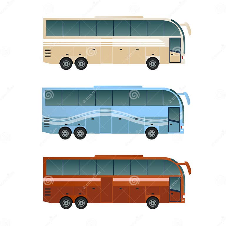 Set of different buses stock vector. Illustration of passenger - 62813058