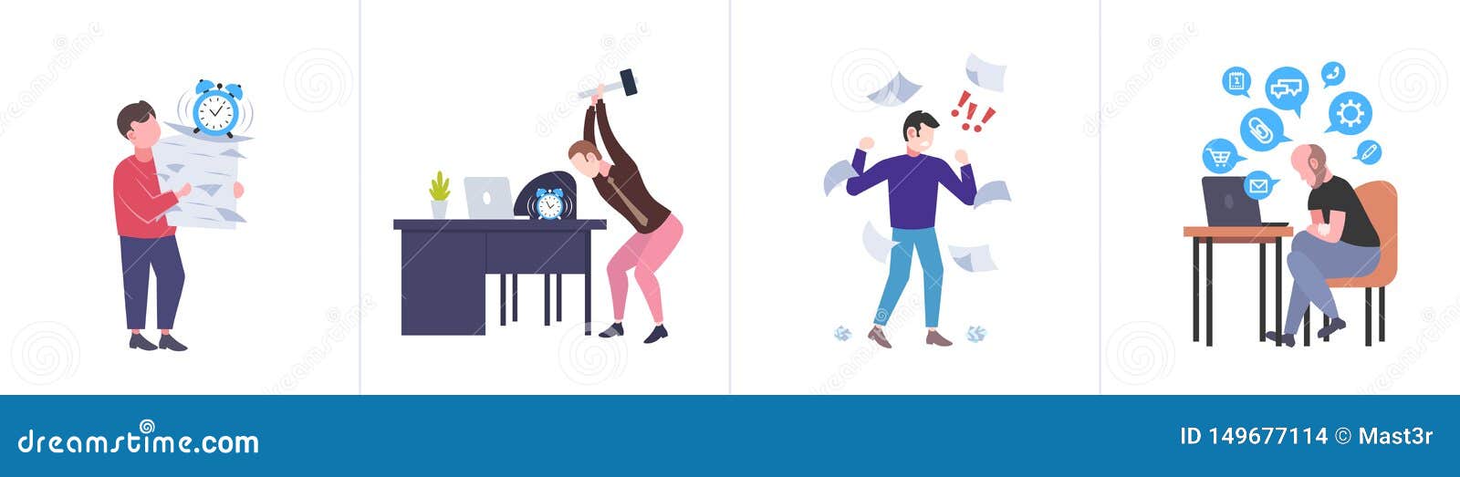 Set Different Business Concepts Businesspeople Hardworking Process ...