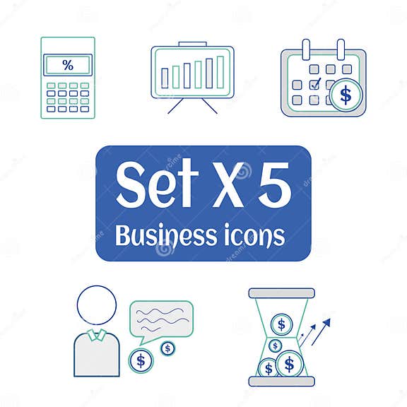 Set of Different Business Icons Vector Stock Vector - Illustration of ...